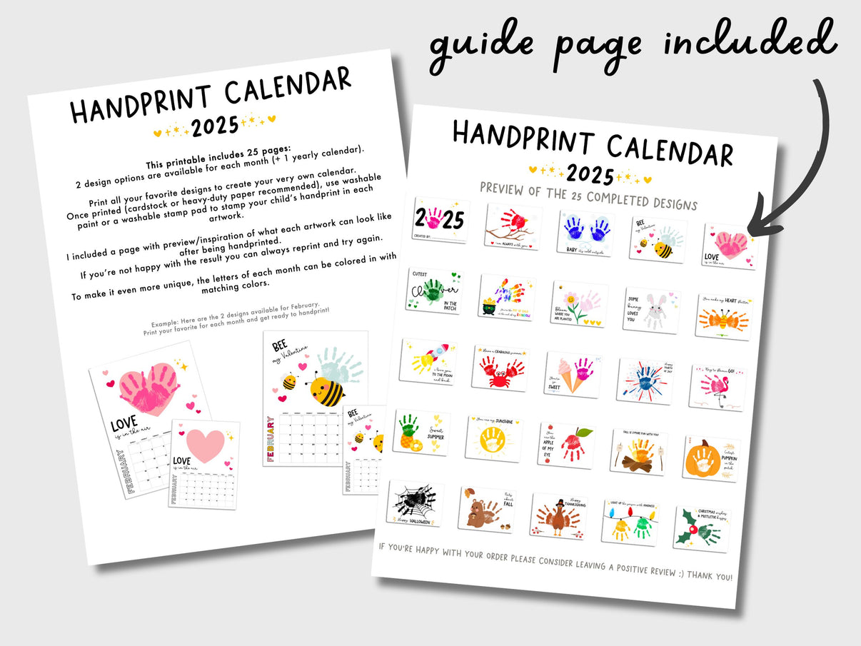 Handprint Calendar 2025 - Memory Keepsake for kids – Lovely Planner