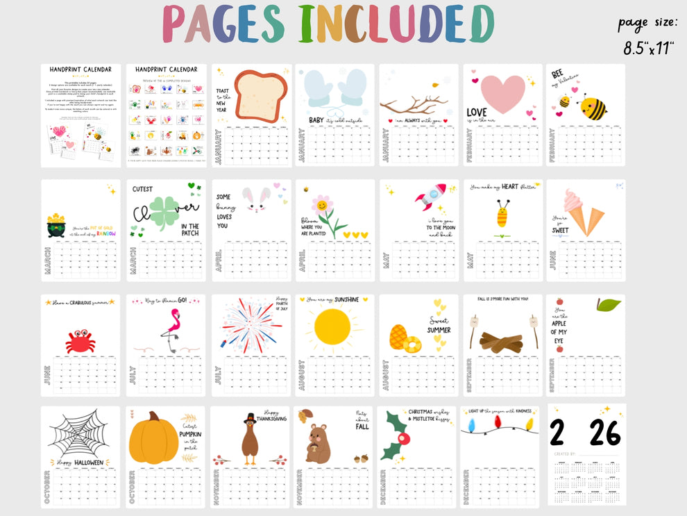 Handprint Calendar 2026 - Memory Keepsake for kids – Lovely Planner