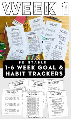1-6 Week Goal Tracker Pack - 8 templates for bullet journals and ...