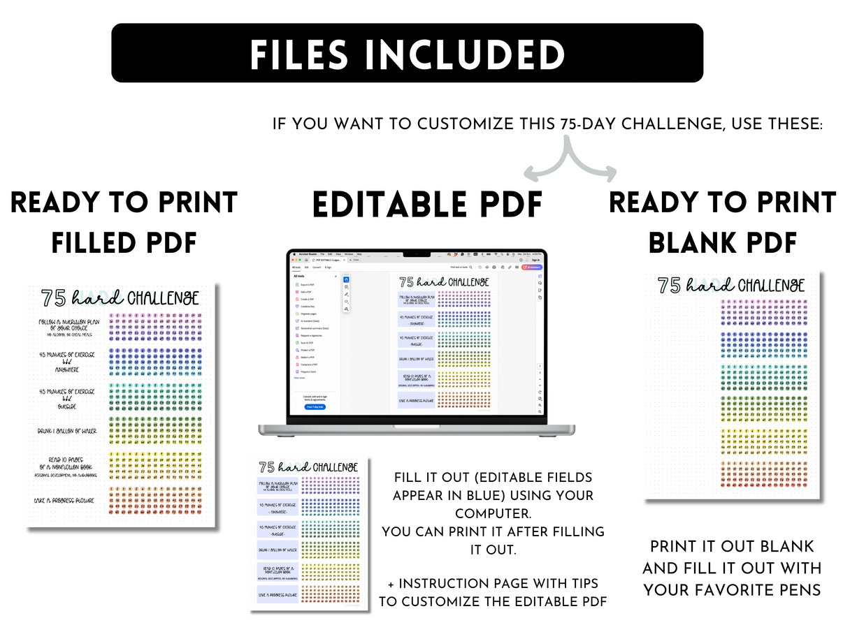 75 Hard Challenge Tracker - Editable PDF – Lovely Planner