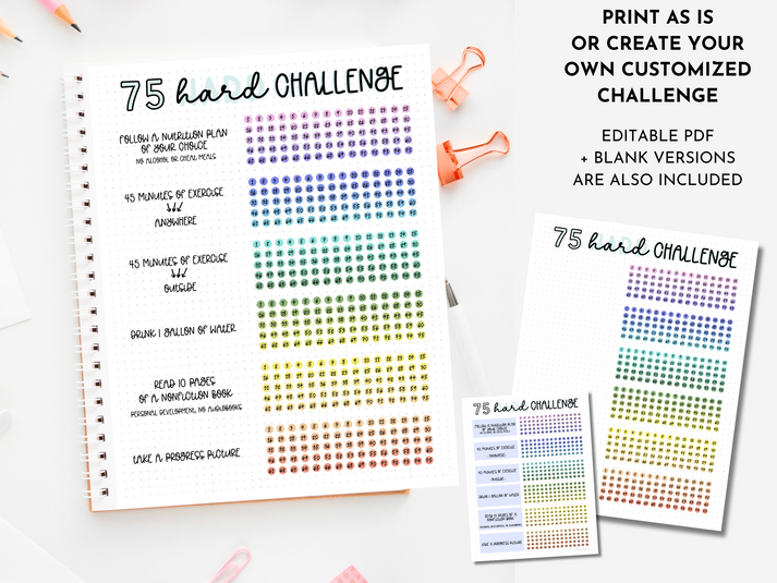 75 Hard Challenge Tracker - Editable PDF – Lovely Planner