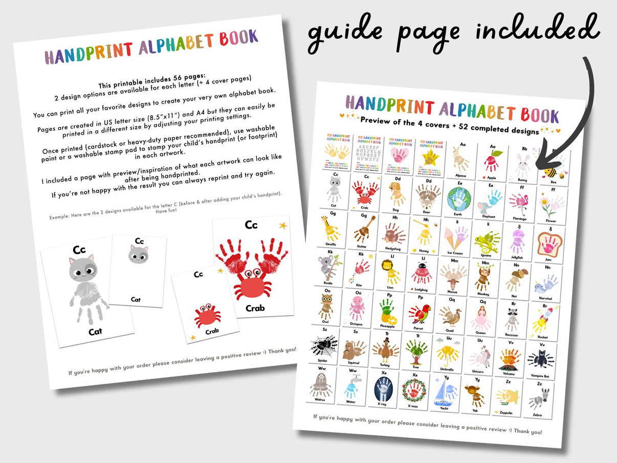 Handprint Alphabet Book - 56 PAGES – Lovely Planner