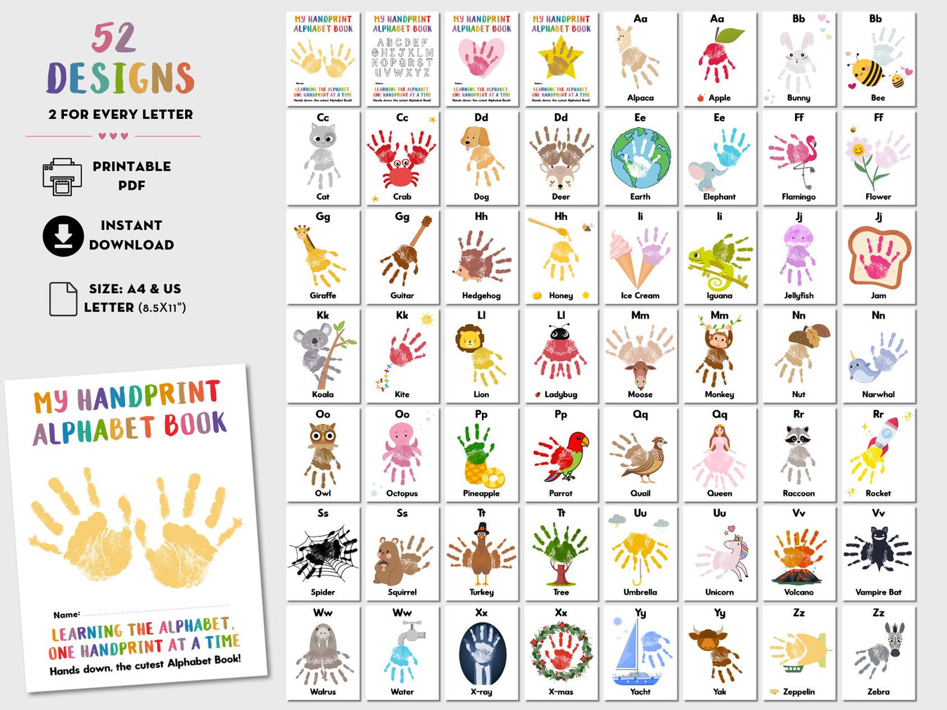 Handprint Alphabet Book - 56 PAGES – Lovely Planner