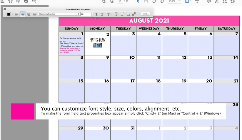 EDITABLE PDF - 2024-2025 Monthly School Calendar – Lovely Planner