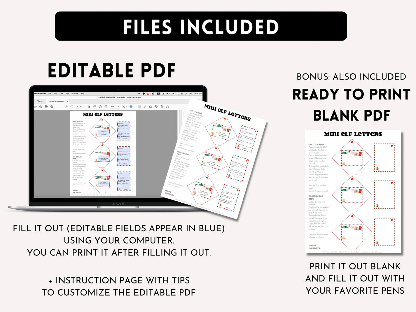 Editable Mini Elf Letters and Envelopes - Editable PDF – Lovely Planner