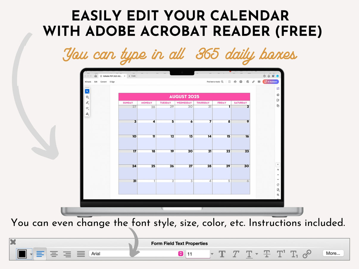 EDITABLE PDF - 2025-2026 Monthly School Calendar – Lovely Planner