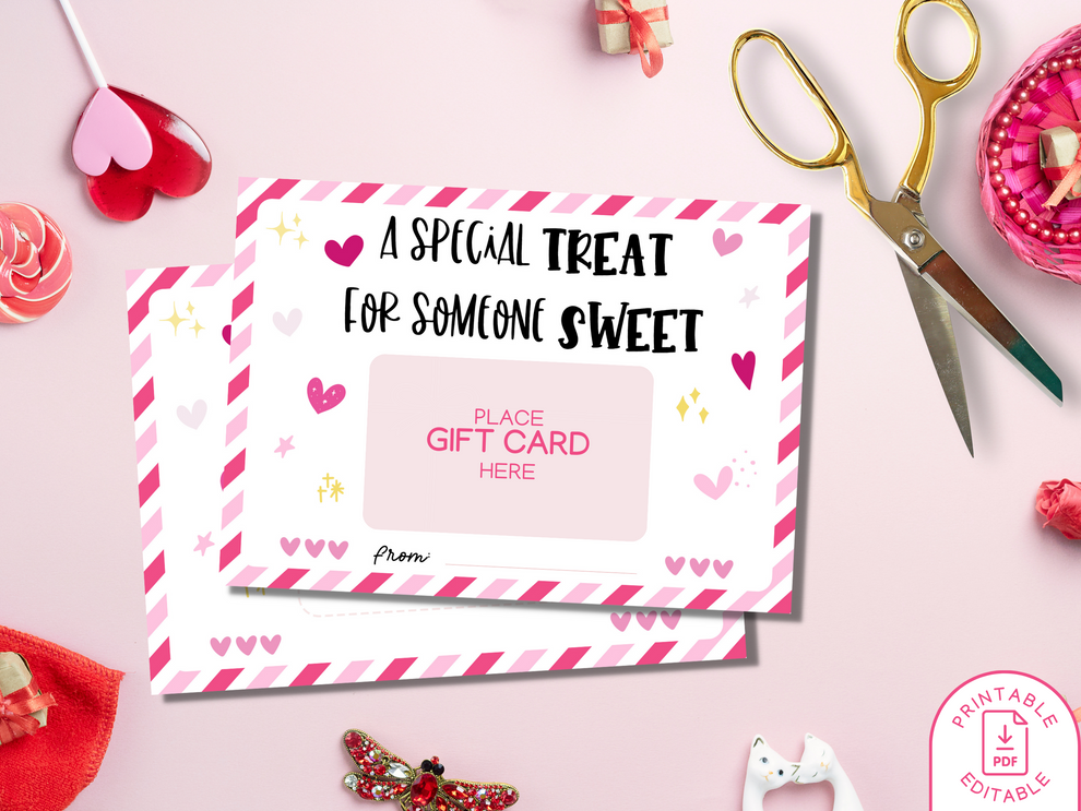 A special Treat For Someone Sweet Valentine Gift Card Holder - Editabl ...
