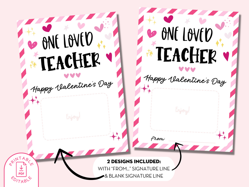Printable Teacher Valentine Gift Card Holder - Editable PDF – Lovely ...