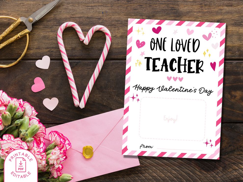 Printable Teacher Valentine Gift Card Holder - Editable PDF – Lovely ...
