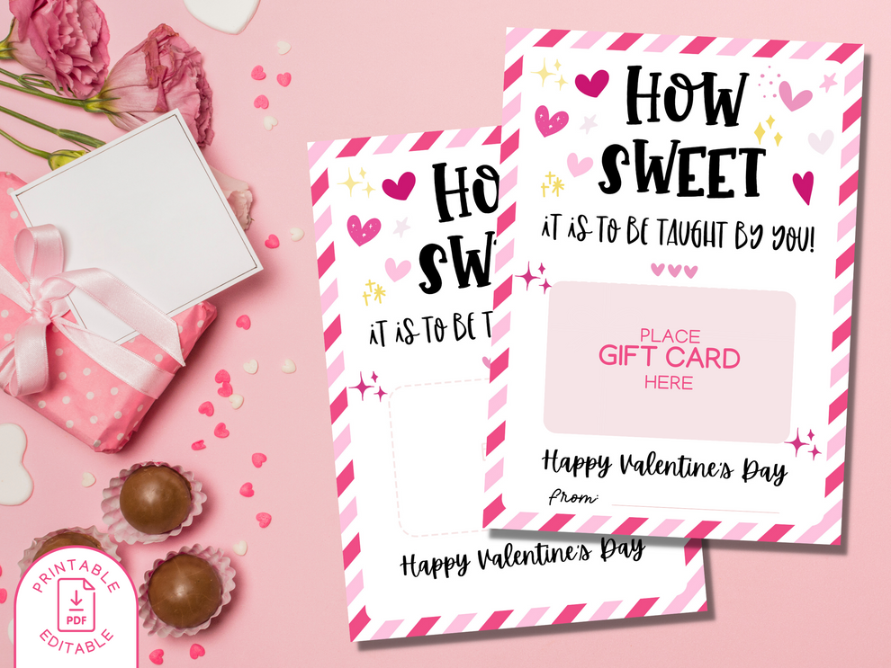 Printable Teacher Valentine Gift Card Holder - Editable PDF – Lovely ...