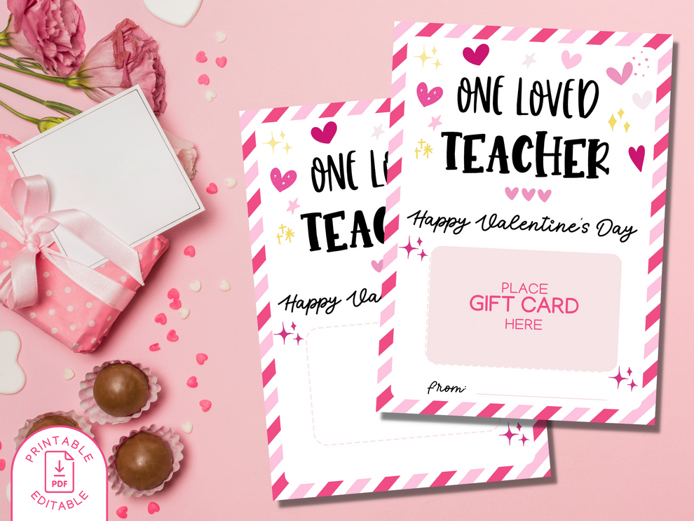 Printable Teacher Valentine Gift Card Holder - Editable PDF – Lovely ...
