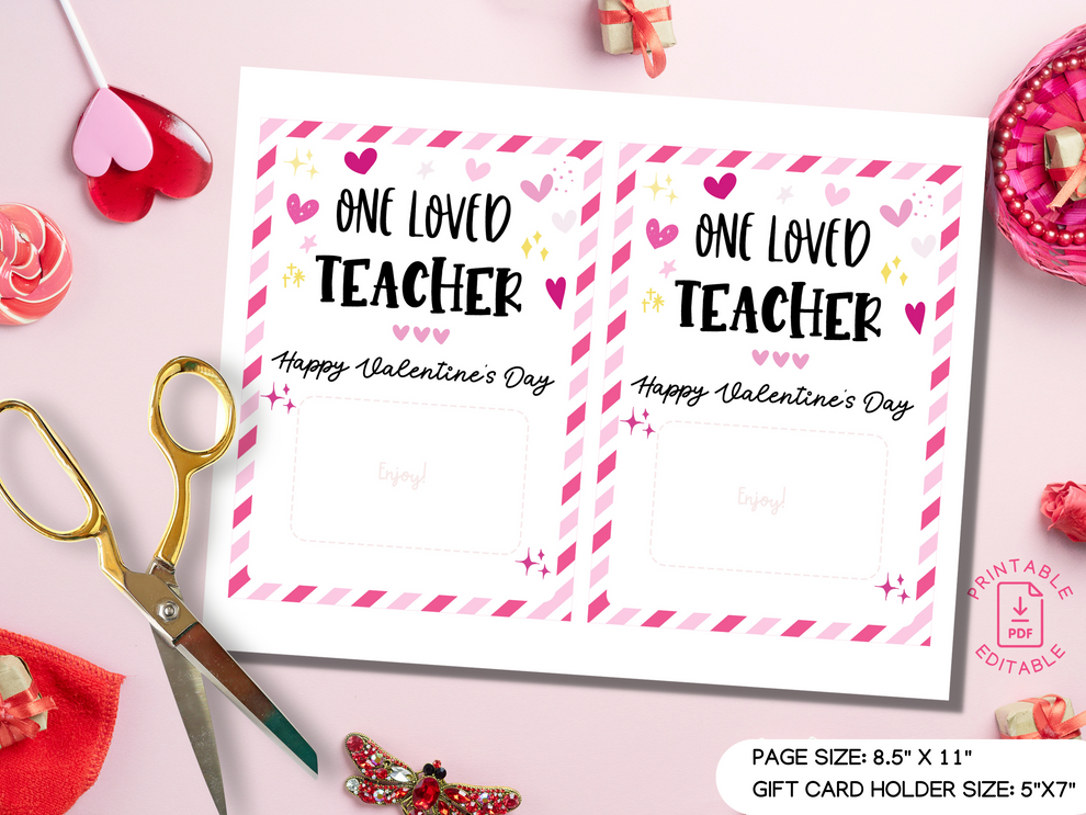 Printable Teacher Valentine Gift Card Holder - Editable PDF – Lovely ...