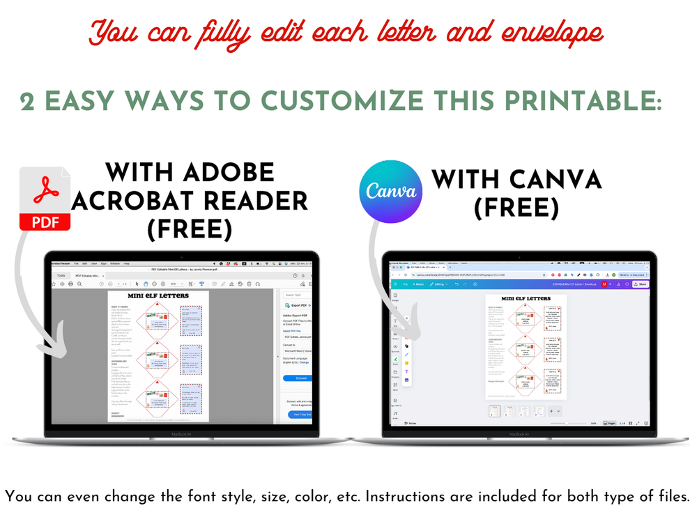 Editable Mini Elf Letters and Envelopes - Editable PDF + Canva Templat ...