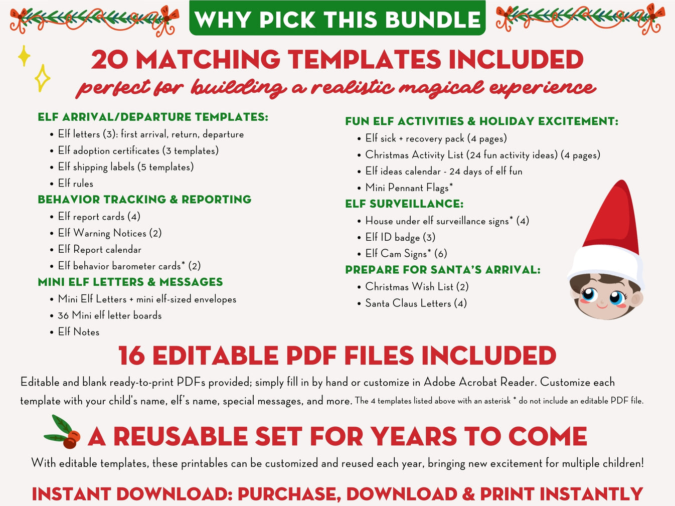 BUNDLE of 20 Elf Printable Templates: Elf Letter, Elf Adoption Certifi ...