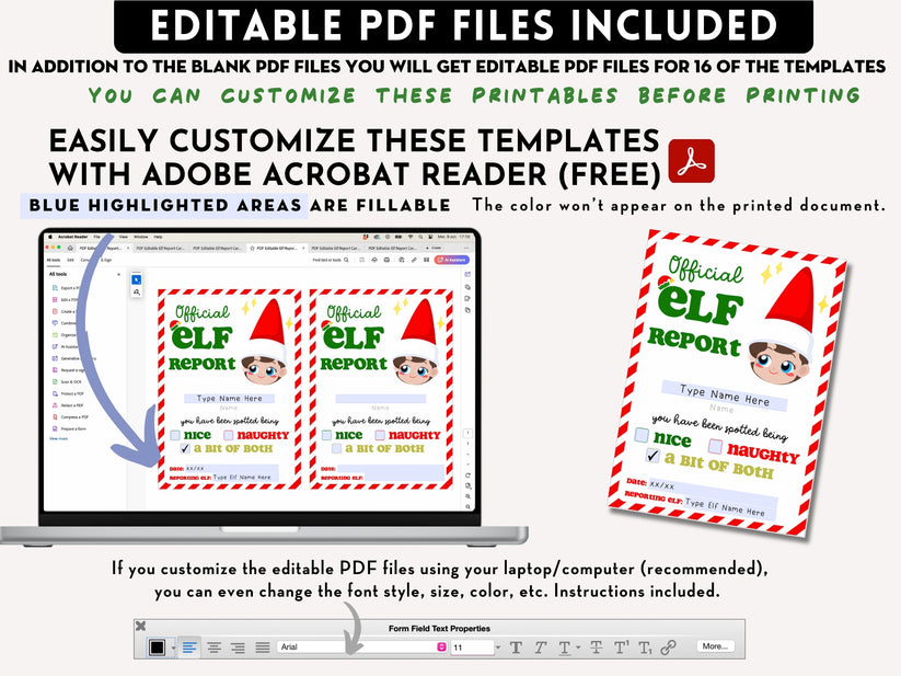 BUNDLE of 20 Elf Printable Templates: Elf Letter, Elf Adoption Certifi ...
