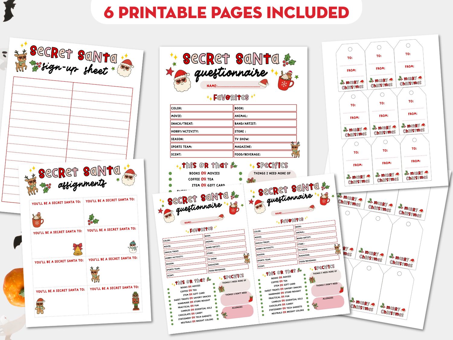 Printable Secret Santa Questionnaire + Gift Exchange Kit – Lovely Planner