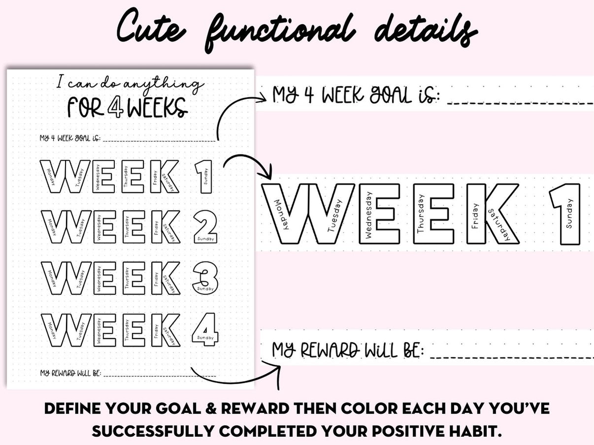 1-6 Week Goal Tracker Pack - 8 templates for bullet journals and ...