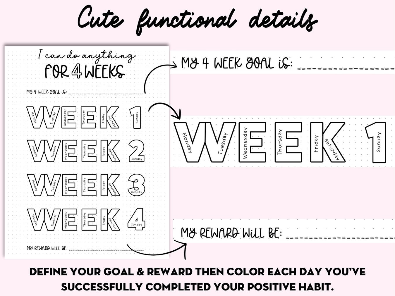 1-6 Week Goal Tracker Pack - 8 templates for bullet journals and ...