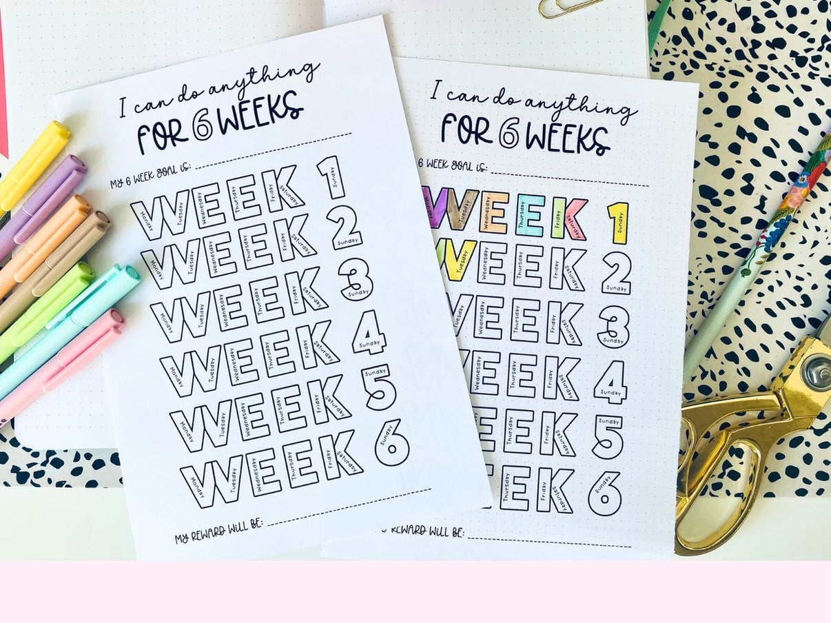 1-6 Week Goal Tracker Pack - 8 templates for bullet journals and ...