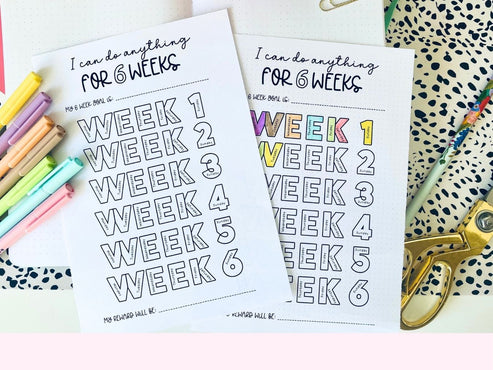 1-6 Week Goal Tracker Pack - 8 templates for bullet journals and ...