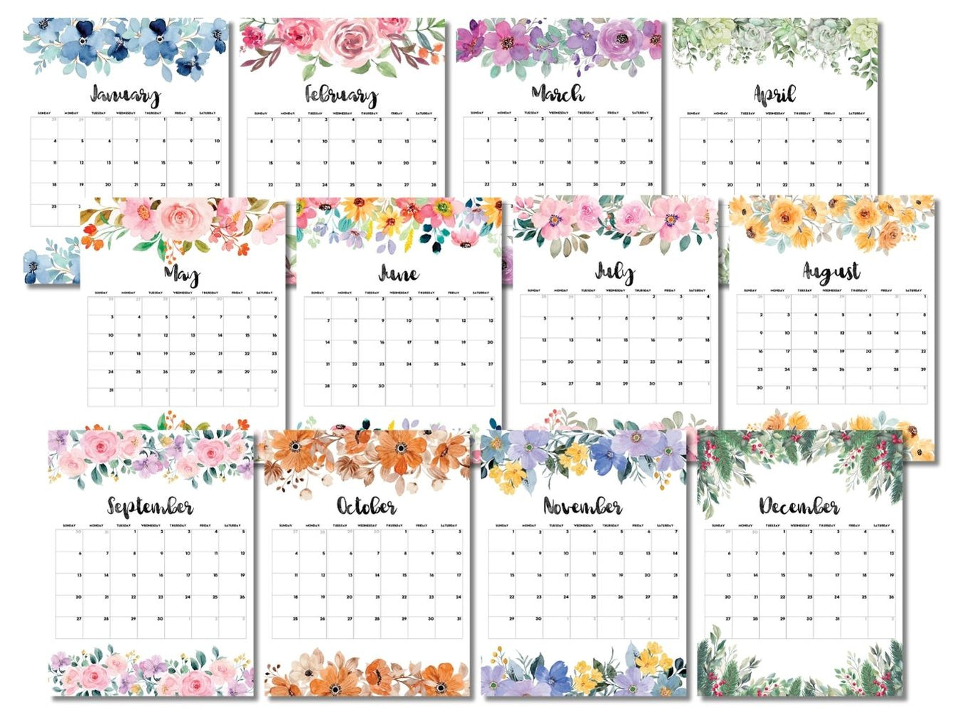 EDITABLE PDF 2026 Floral Calendar – Lovely Planner