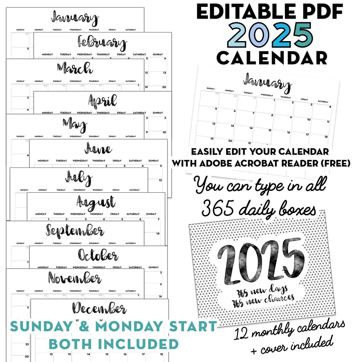 2025 Monthly Calendar - EDITABLE PDF – Lovely Planner