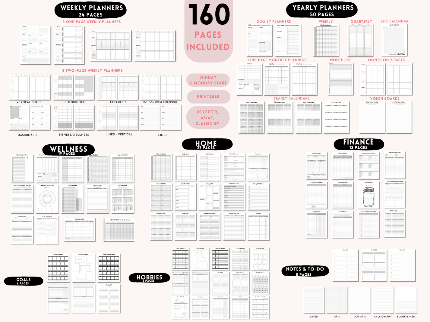 Planner Lover Bundle: Printable Planner Inserts and Planner Stickers ...