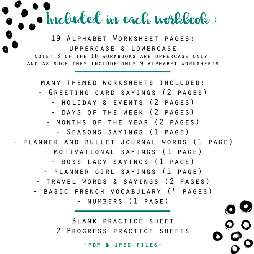 BUNDLE of 10 Lettering Workbooks with 370 Hand Lettering Practice ...