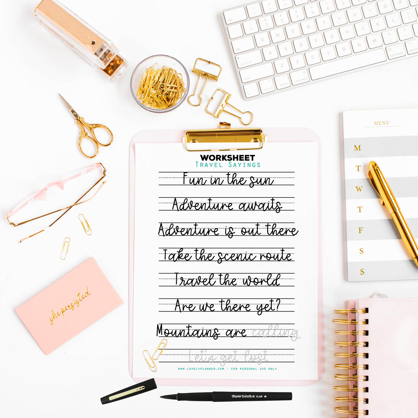 Bounce Monoline Script Lettering - 40 Practice Worksheets – Lovely Planner