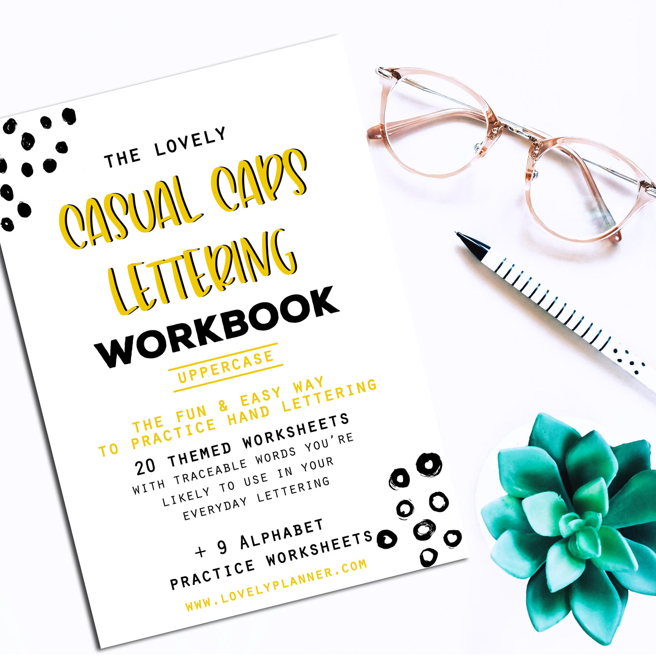 Casual Caps Lettering - 30 Practice Worksheets – Lovely Planner