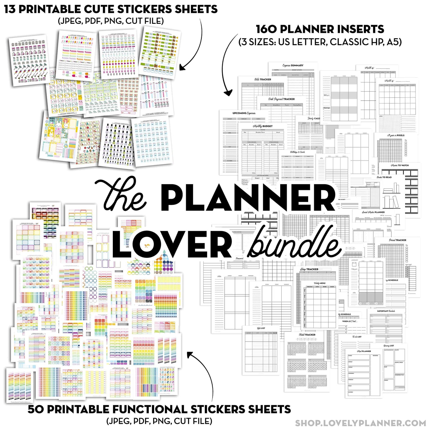 Planner Lover Bundle: Printable Planner Inserts and Planner Stickers ...
