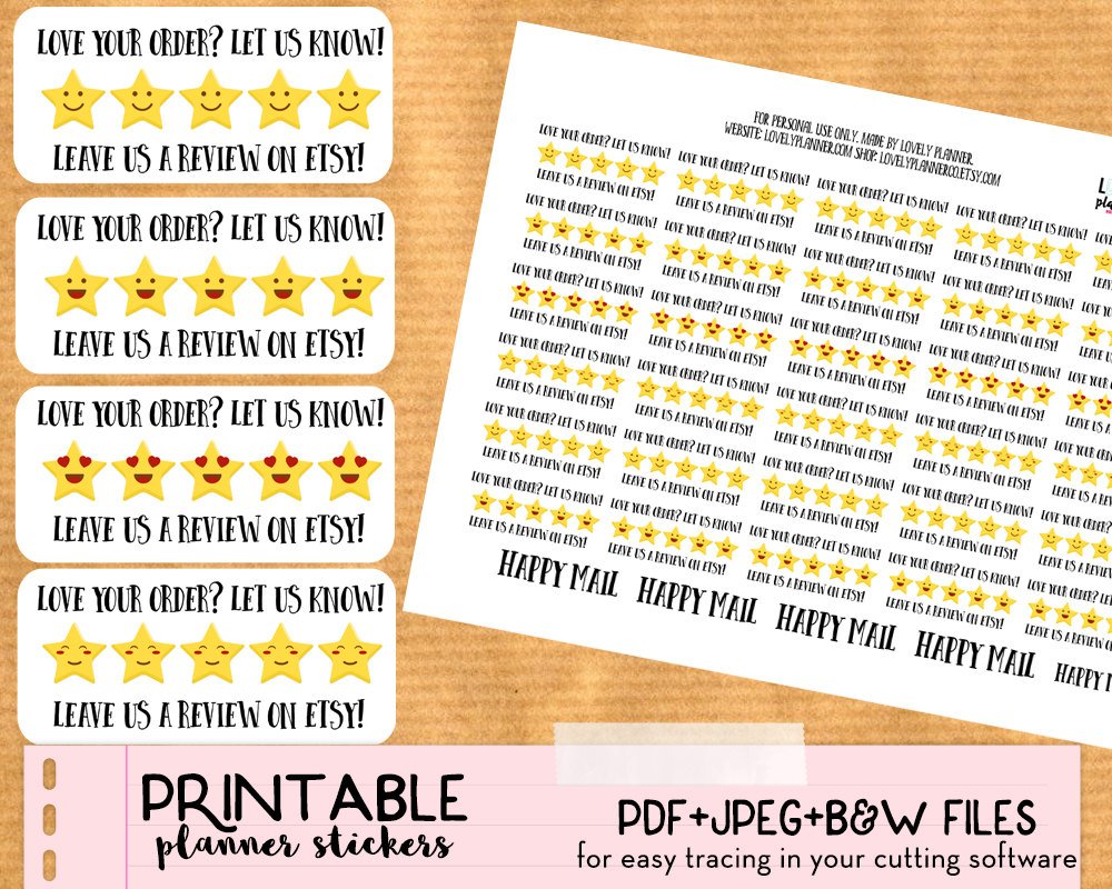 Etsy Shipping Reviews Stickers - Printable – Lovely Planner