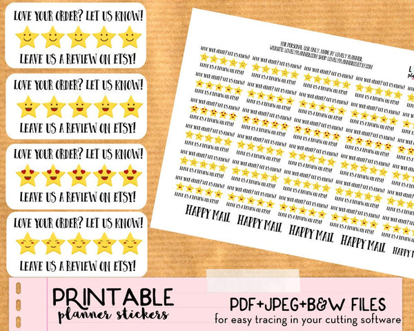 Etsy Shipping Reviews Stickers - Printable – Lovely Planner