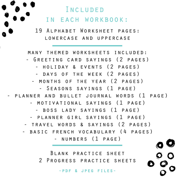 BUNDLE of 5 Lettering Workbooks with 190 Hand Lettering Practice Works ...