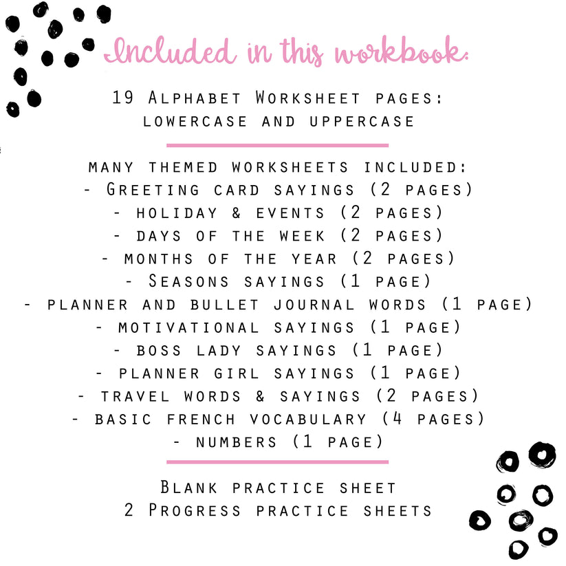 Brush Script Lettering - 40 Practice Worksheets – Lovely Planner