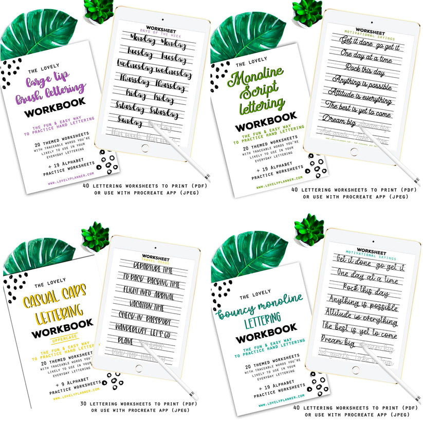 BUNDLE of 10 Lettering Workbooks with 370 Hand Lettering Practice ...